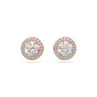 Constella stud earrings round pavé white rose gold » Swarovski